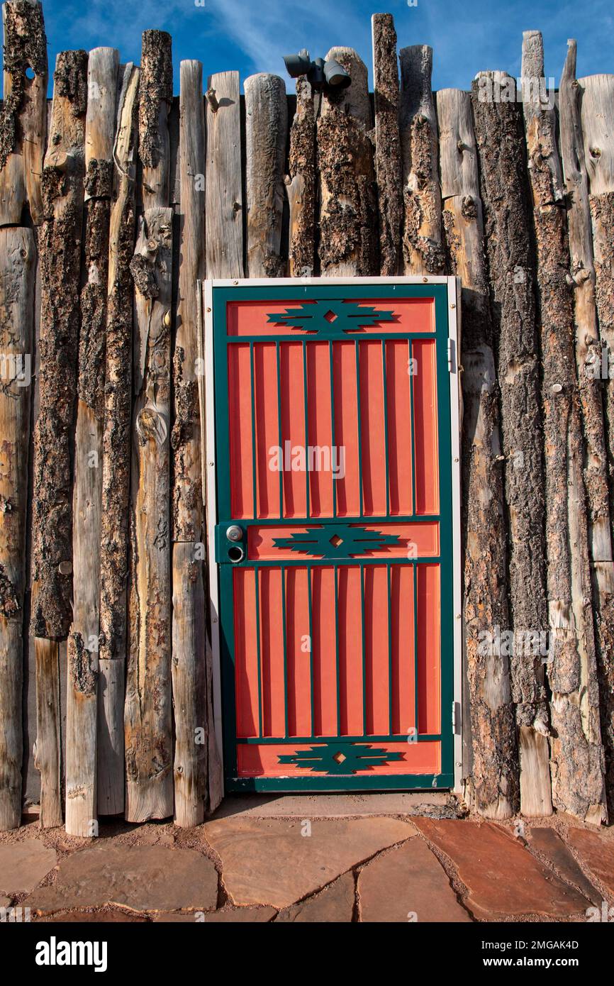 This educational tour of traditional Navajo structures is on display in Kayenta, AZ in the ...