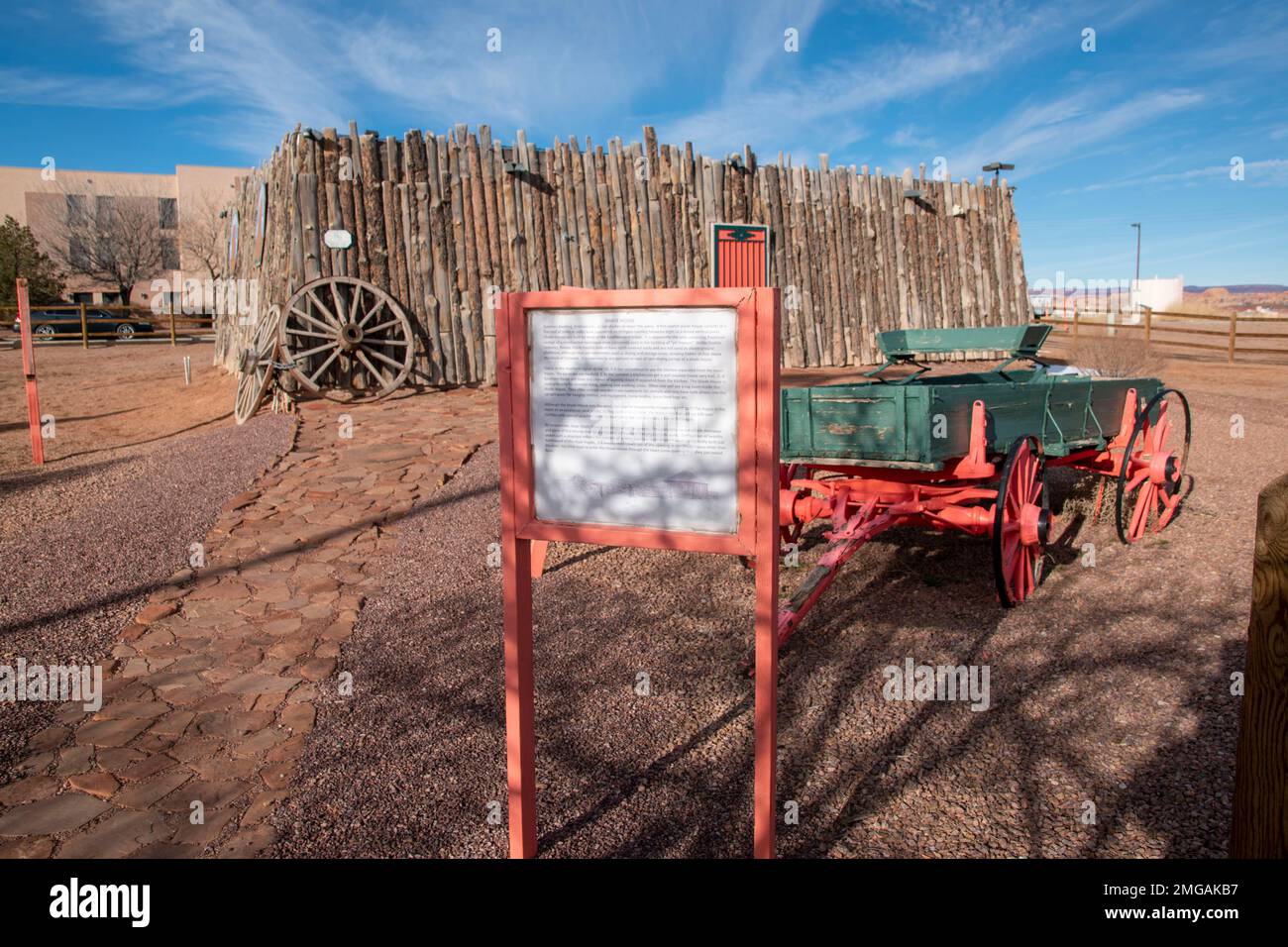 This educational tour of traditional Navajo structures is on display in Kayenta, AZ in the ...
