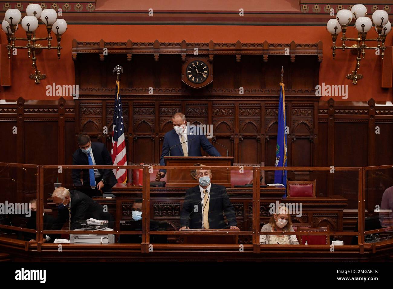Connecticut Speaker of the House Joe Aresimowicz, bangs a gavel to ...