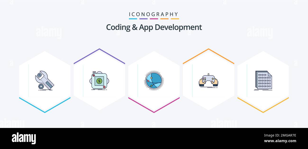 Coding And App Development 25 Filledline Icon Pack Including Mobile Game Application Network