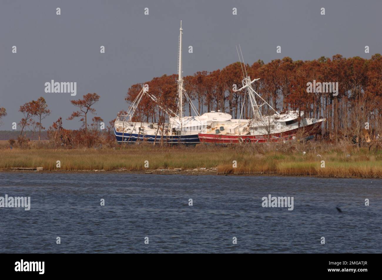 Aftermath - Displaced Boats - Miscellaneous - 26-HK-28-209. two boats ...