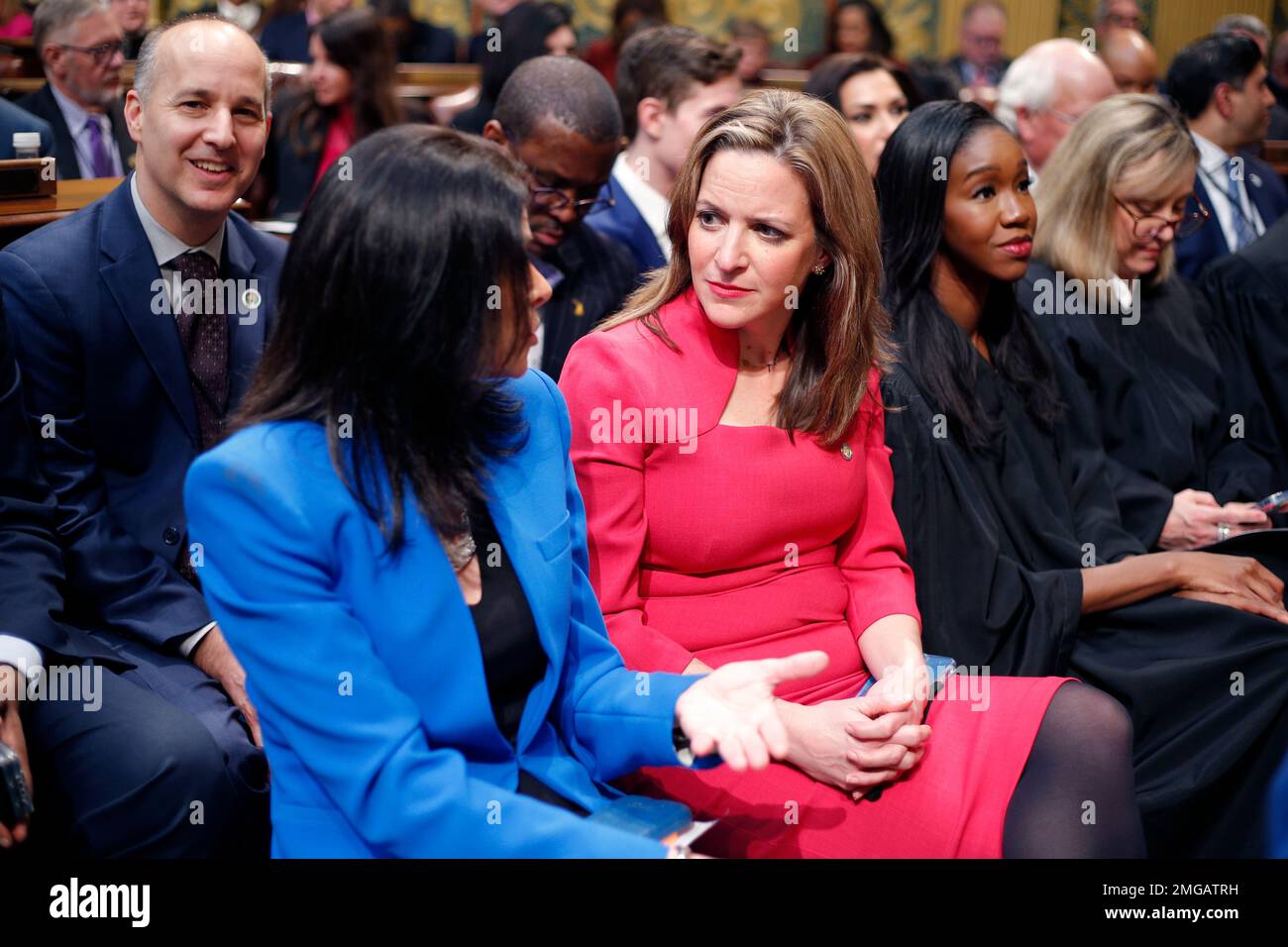 Michigan Attorney General Dana Nessel, left, and Secretary of State ...