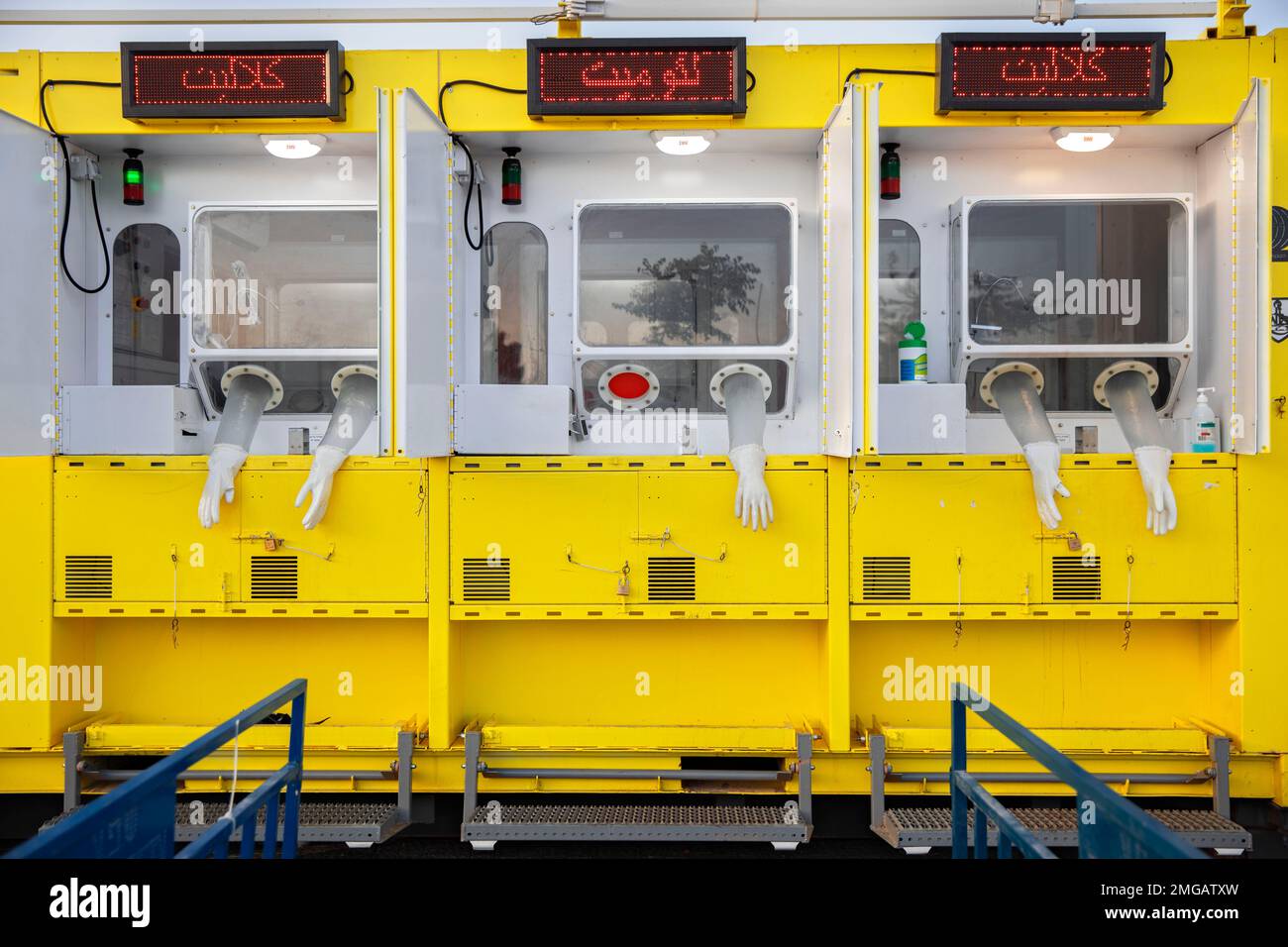 A coronavirus mobile testing station is set up in east Jerusalem ...