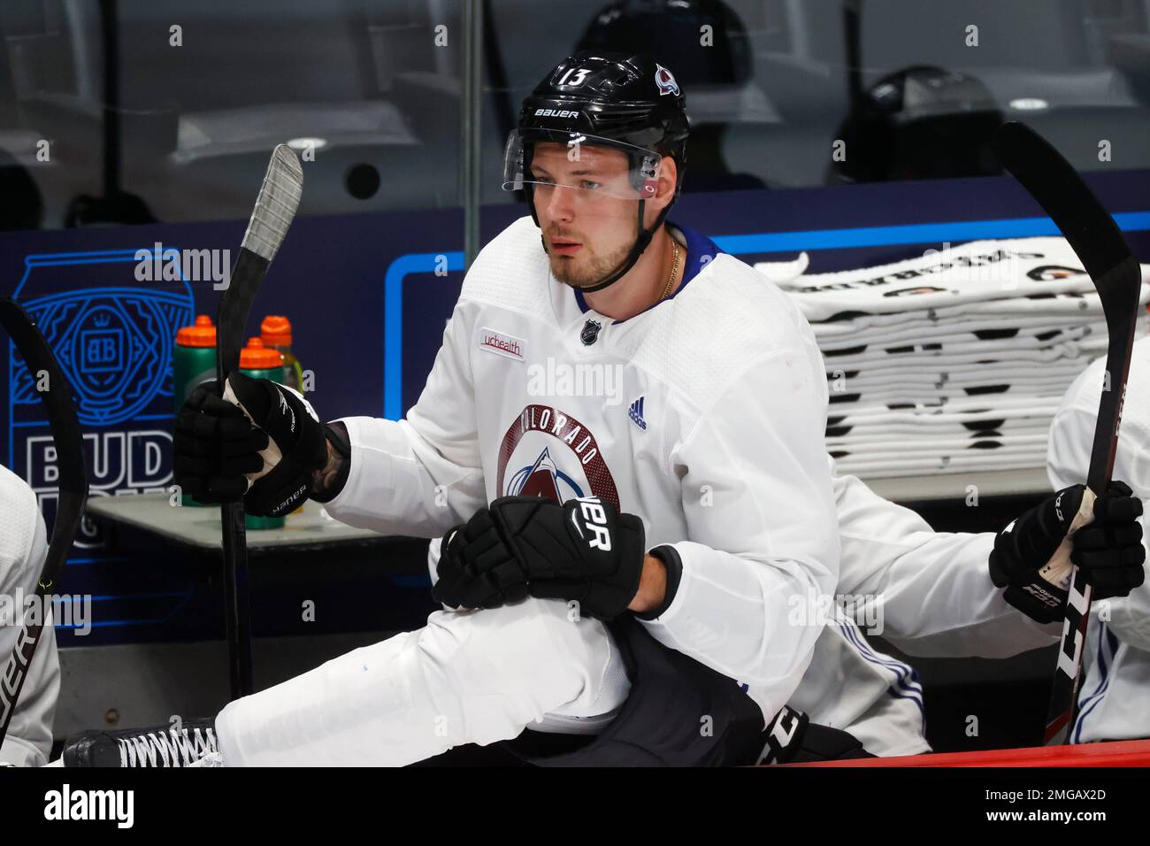 Colorado Avalanche right wing Valeri Nichushkin (13) takes part in ...