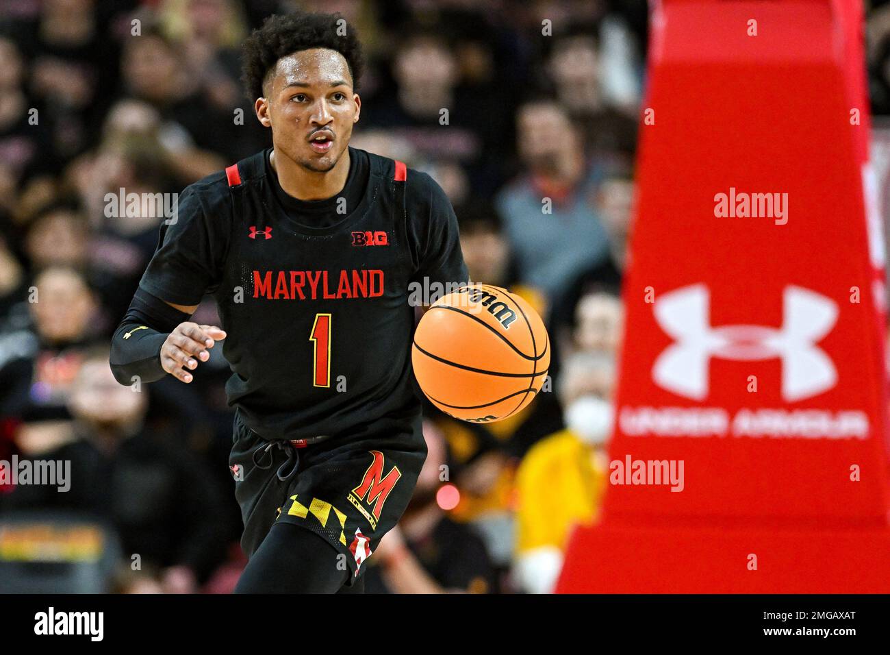 College Park, MD, USA. 25th Jan, 2023. Maryland Terrapins guard Jahmir ...