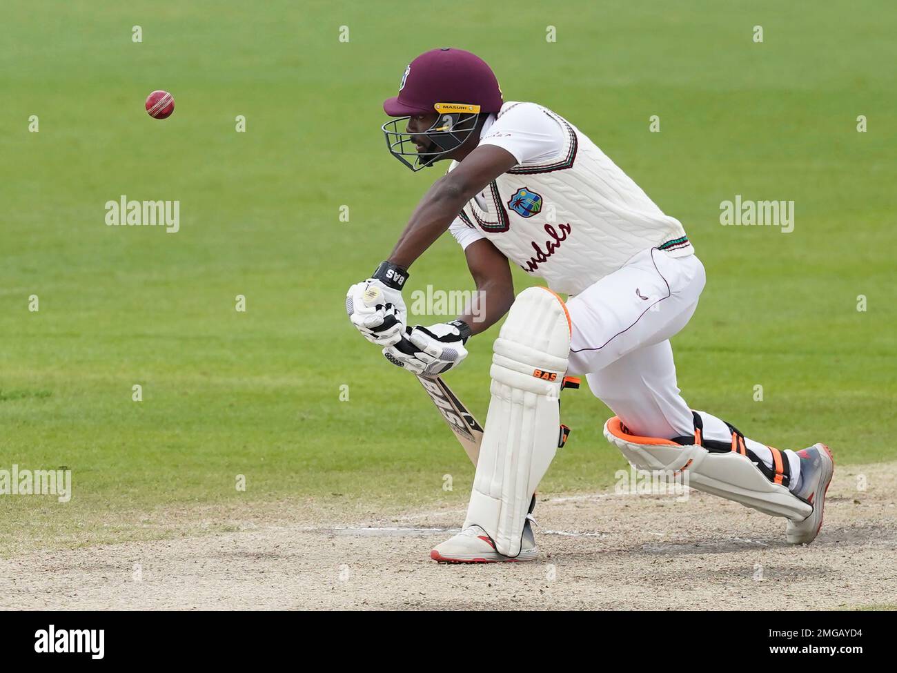 West Indies' Shamarh Brooks bats during the last day of the second ...