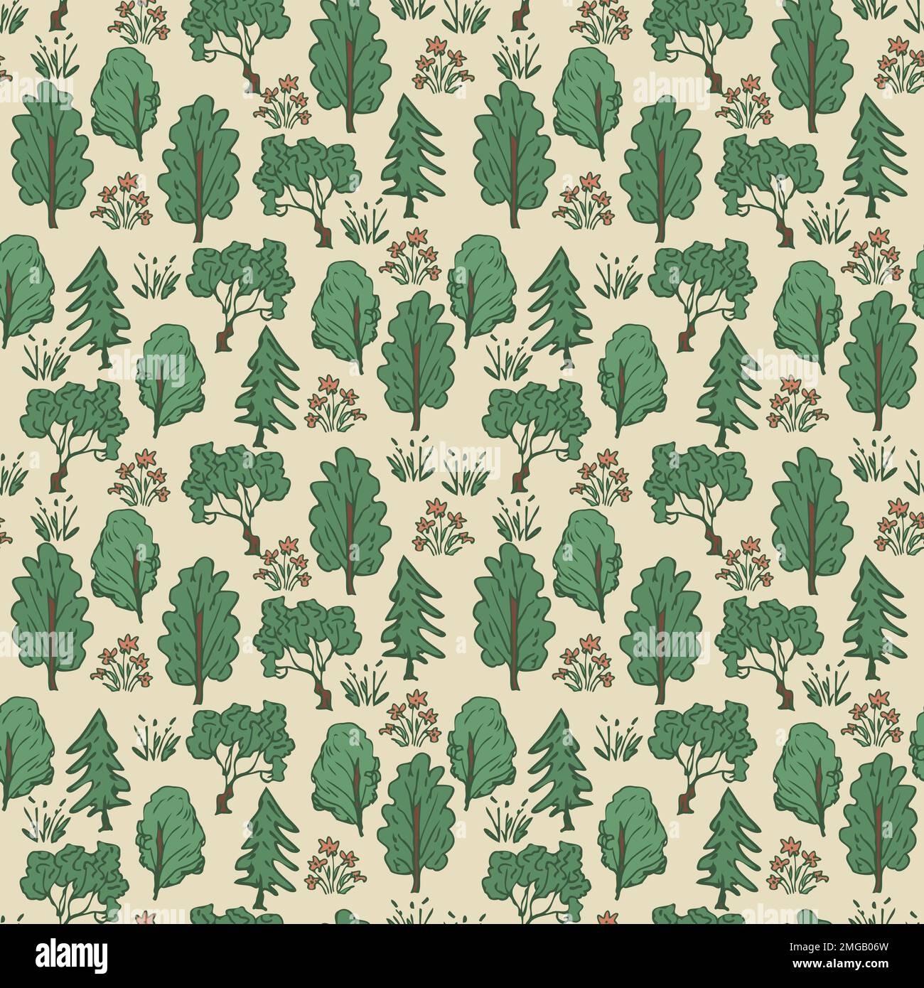 Seamless vector trees forest pattern Stock Vector Image & Art - Alamy
