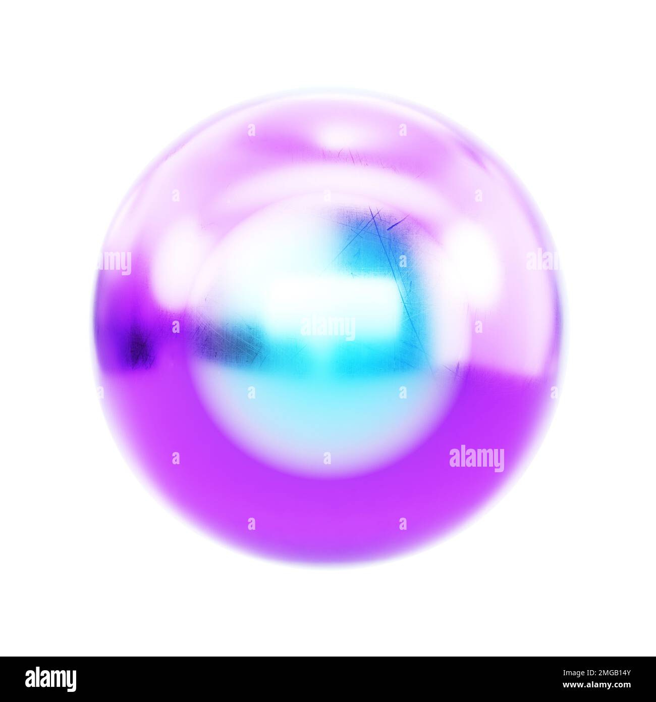 Reflective abstract sphere isolated on white background. 3d rendering ...