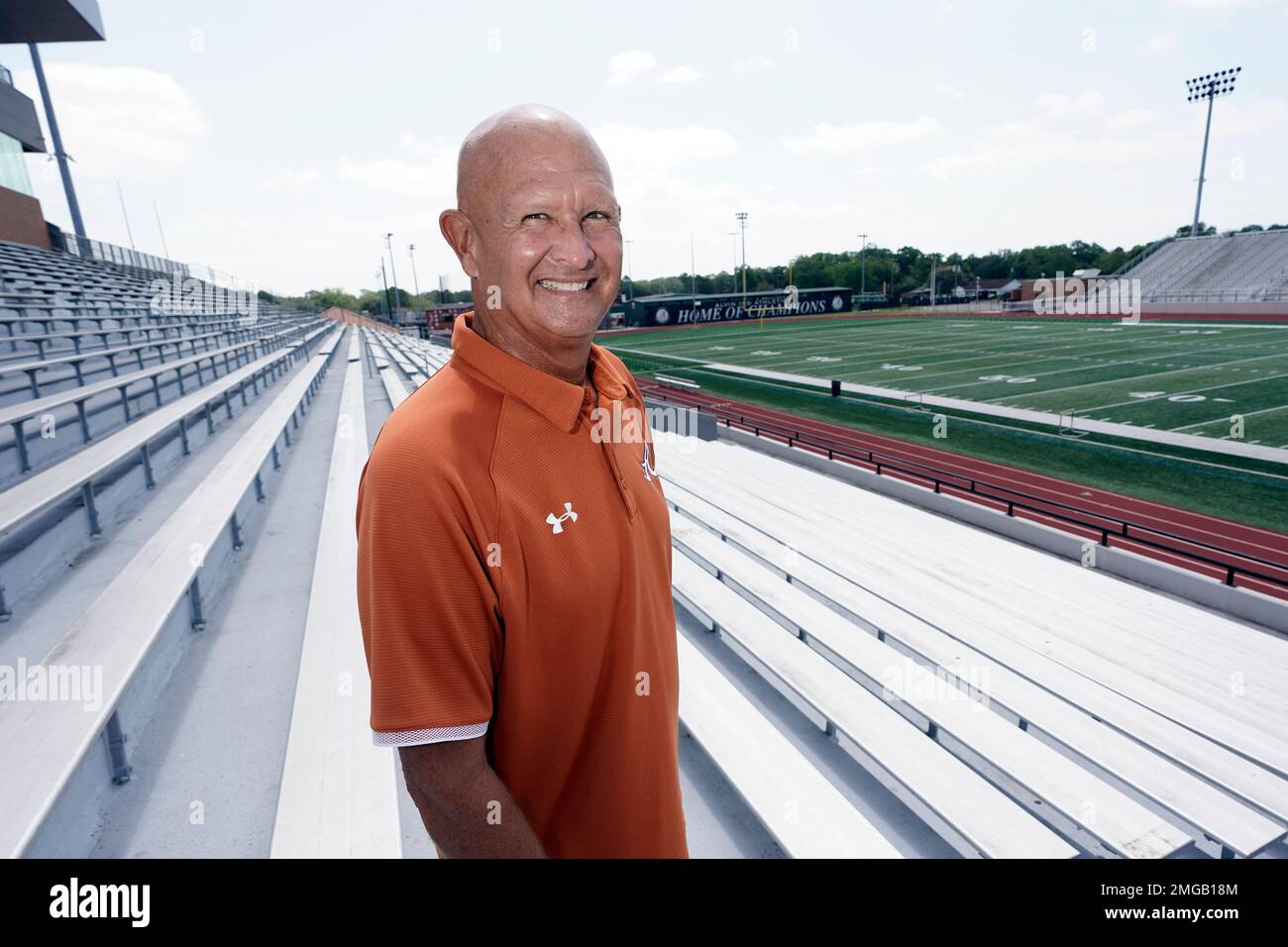 Alvin High School football coach Tim Teykl poses inside Alvin Memorial ...