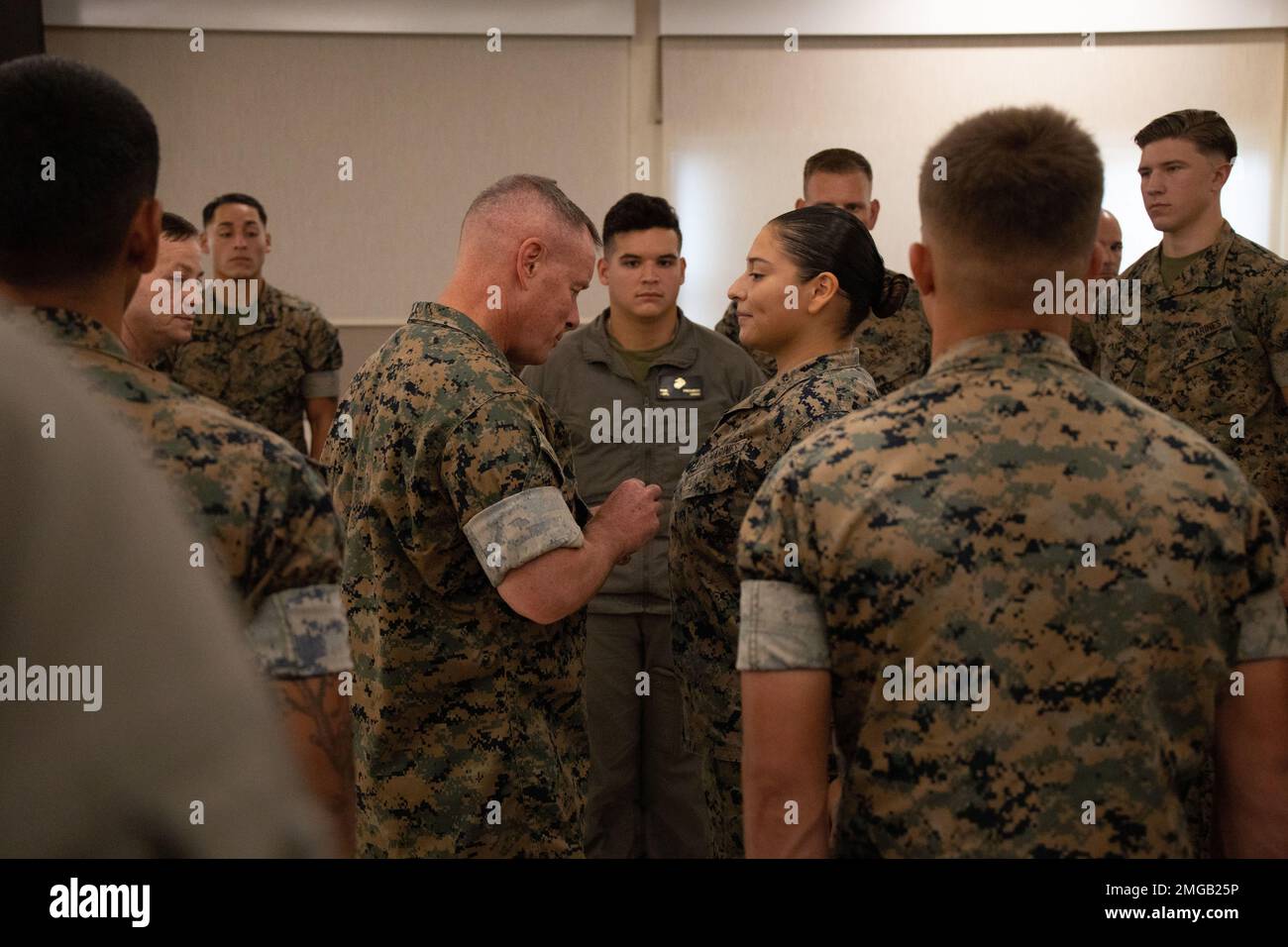 U.S. Marine Corps Maj. Gen. David Maxwell, left, commander, Marine ...