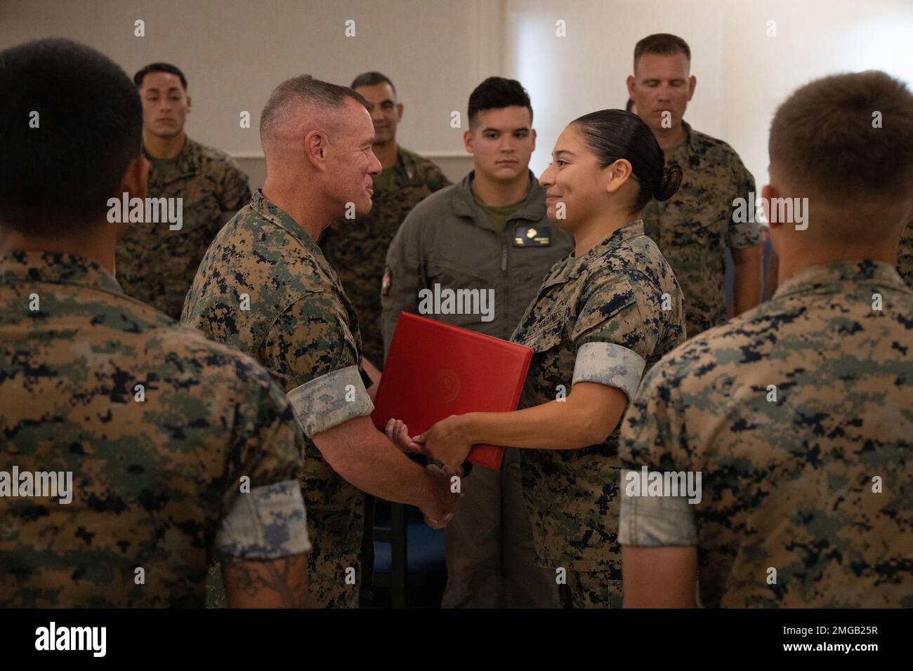 U.S. Marine Corps Maj. Gen. David Maxwell, left, commander, Marine ...