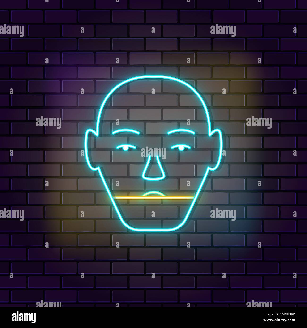 Ai, android, artificial intelligence neon vector icon on dark wall ...
