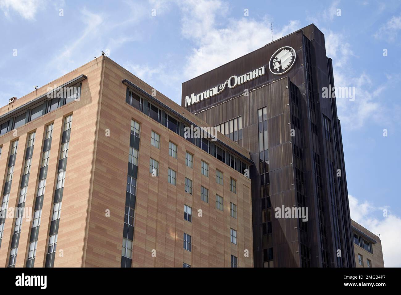 The Mutual of Omaha logo is seen at the company's corporate ...