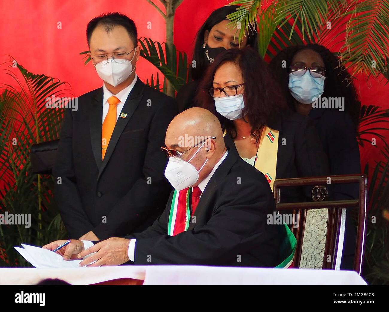 Former President of Suriname Desiré Delano "Dési" Bouterse signs ...