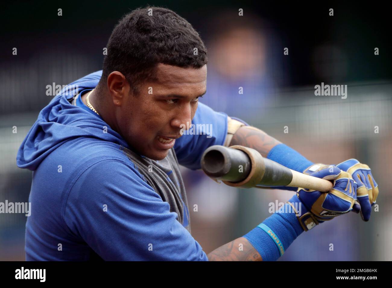 Kansas City Royals' Salvador Perez gets ready to bat during baseball ...