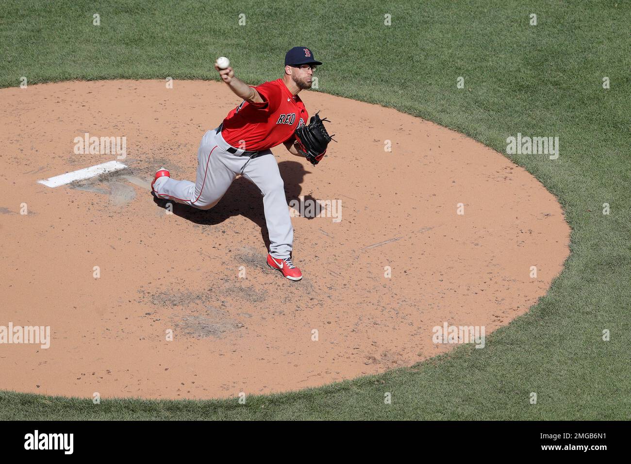 Boston Red Sox's Marcus Walden delivers during a baseball practice at ...