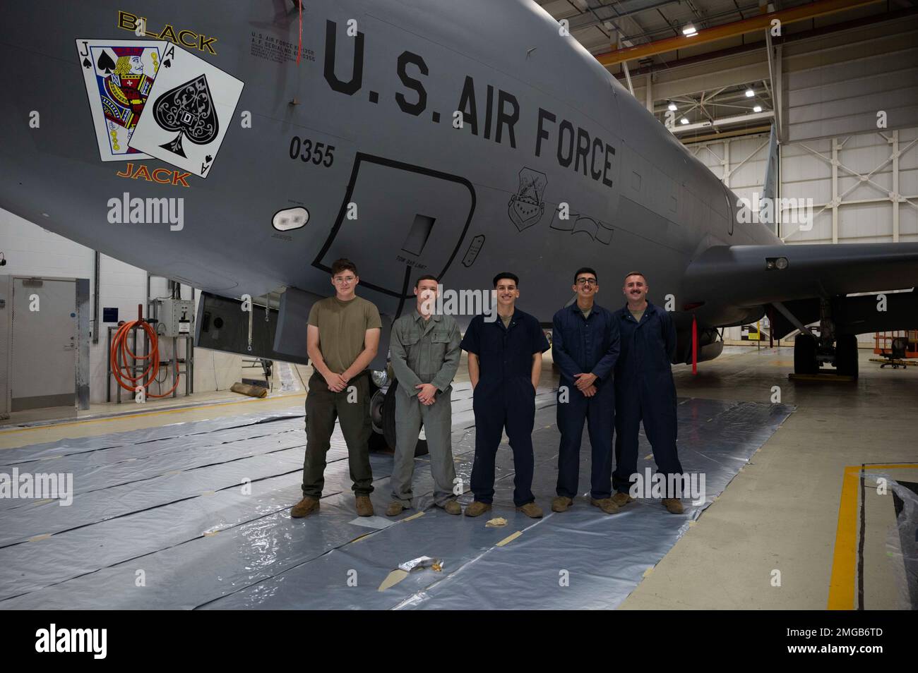 U.S. Air Force corrosion control specialists assigned to the 100th Maintenance Squadron showcase ...