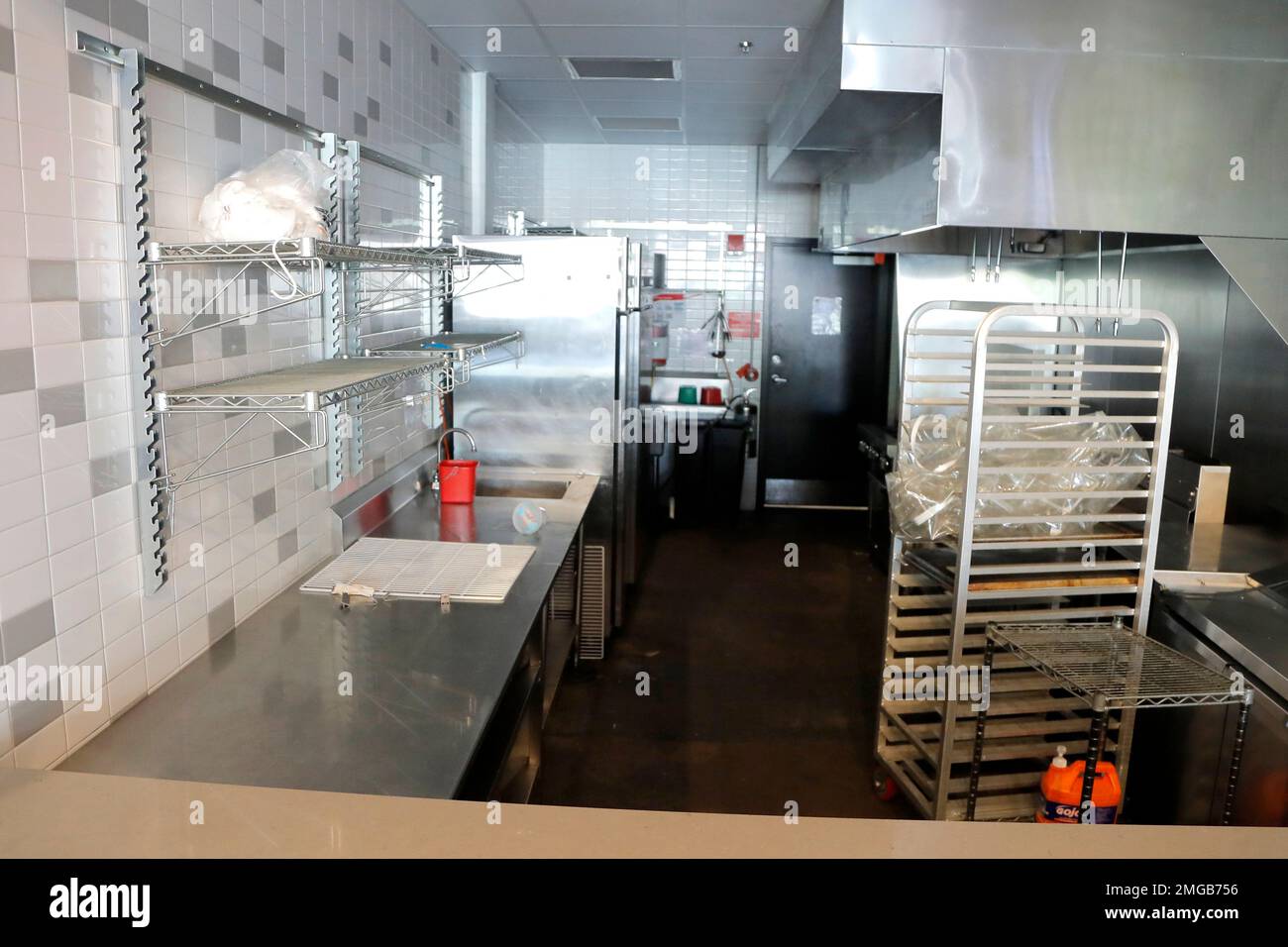 An empty stall reserved for pop-up restaurants is seen at R. House food ...