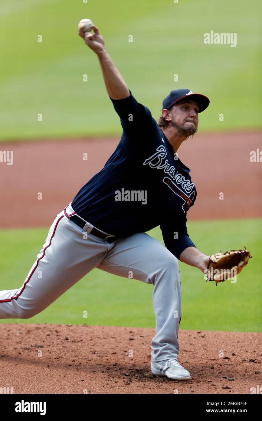 Atlanta Braves relief pitcher Patrick Weigel works during an intrasquad ...