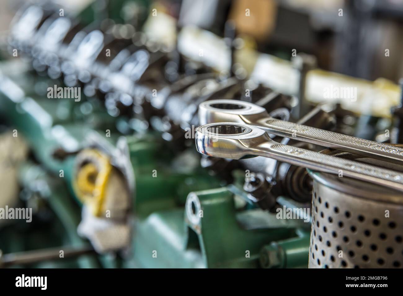 Japanese factory doing marine engine repair overhaul Stock Photo - Alamy