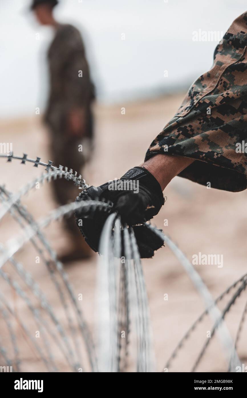 A U.S. Marine combat engineer with Combat Logistics Battalion 22 (CLB ...