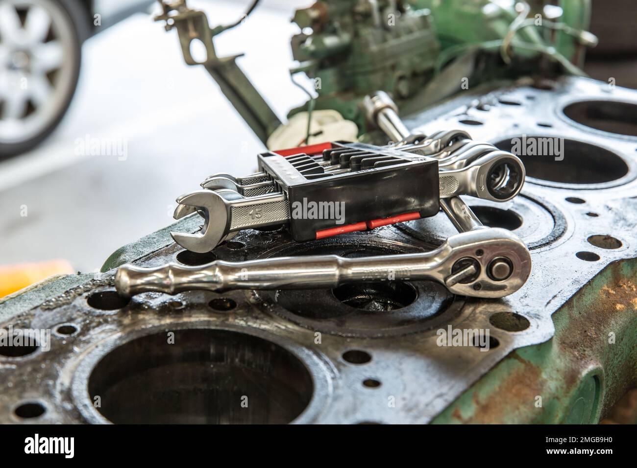 Japanese factory doing marine engine repair overhaul Stock Photo - Alamy