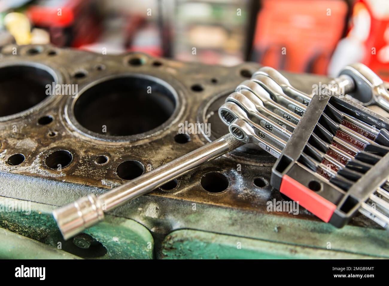 Japanese factory doing marine engine repair overhaul Stock Photo - Alamy