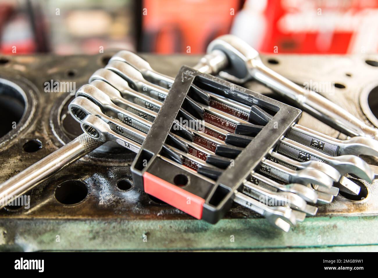 Japanese factory doing marine engine repair overhaul Stock Photo - Alamy