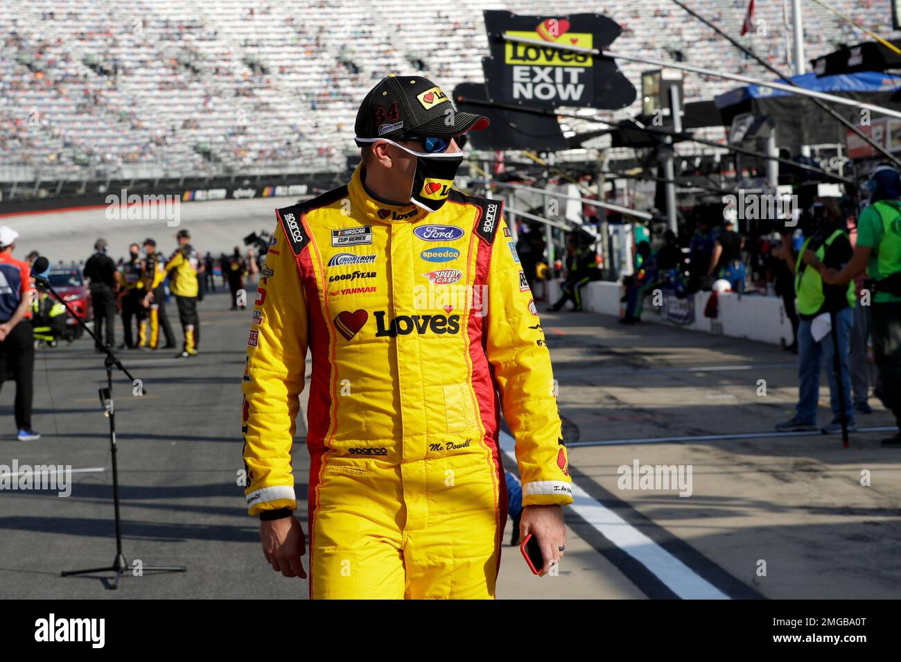 Michael McDowell (34) waits for the start of a NASCAR All-Star Open ...