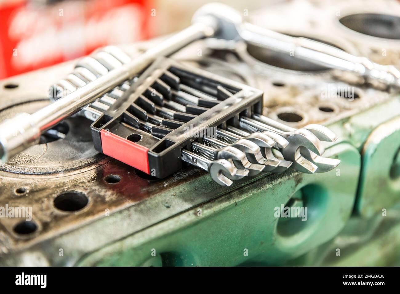 Japanese factory doing marine engine repair overhaul Stock Photo - Alamy