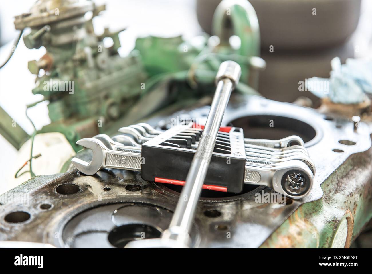 Japanese factory doing marine engine repair overhaul Stock Photo - Alamy