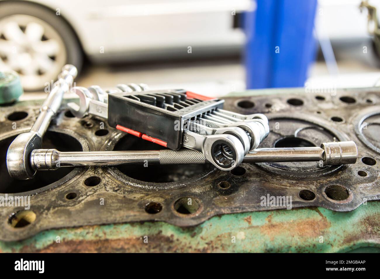 Japanese factory doing marine engine repair overhaul Stock Photo - Alamy