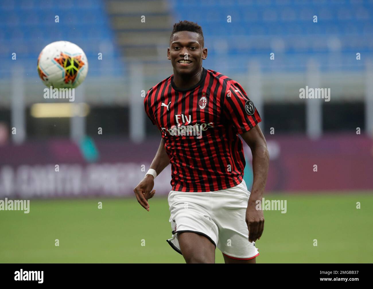 AC Milan's Rafael Leao, runs to control the ball during a Serie A ...