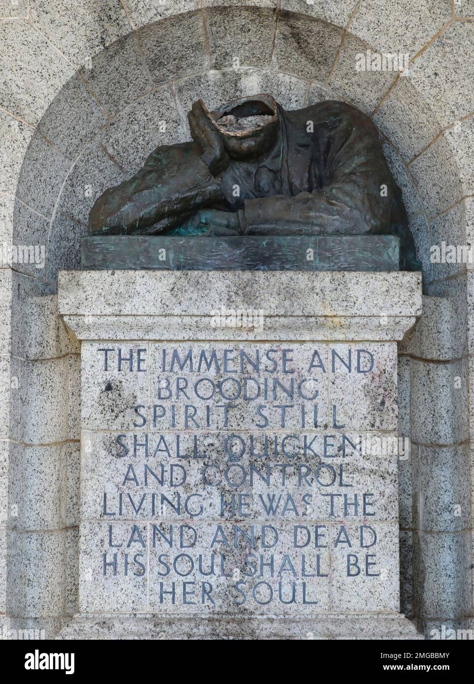 A view of the vandalised statue of Cecil Rhodes, at the Rhodes Memorial ...
