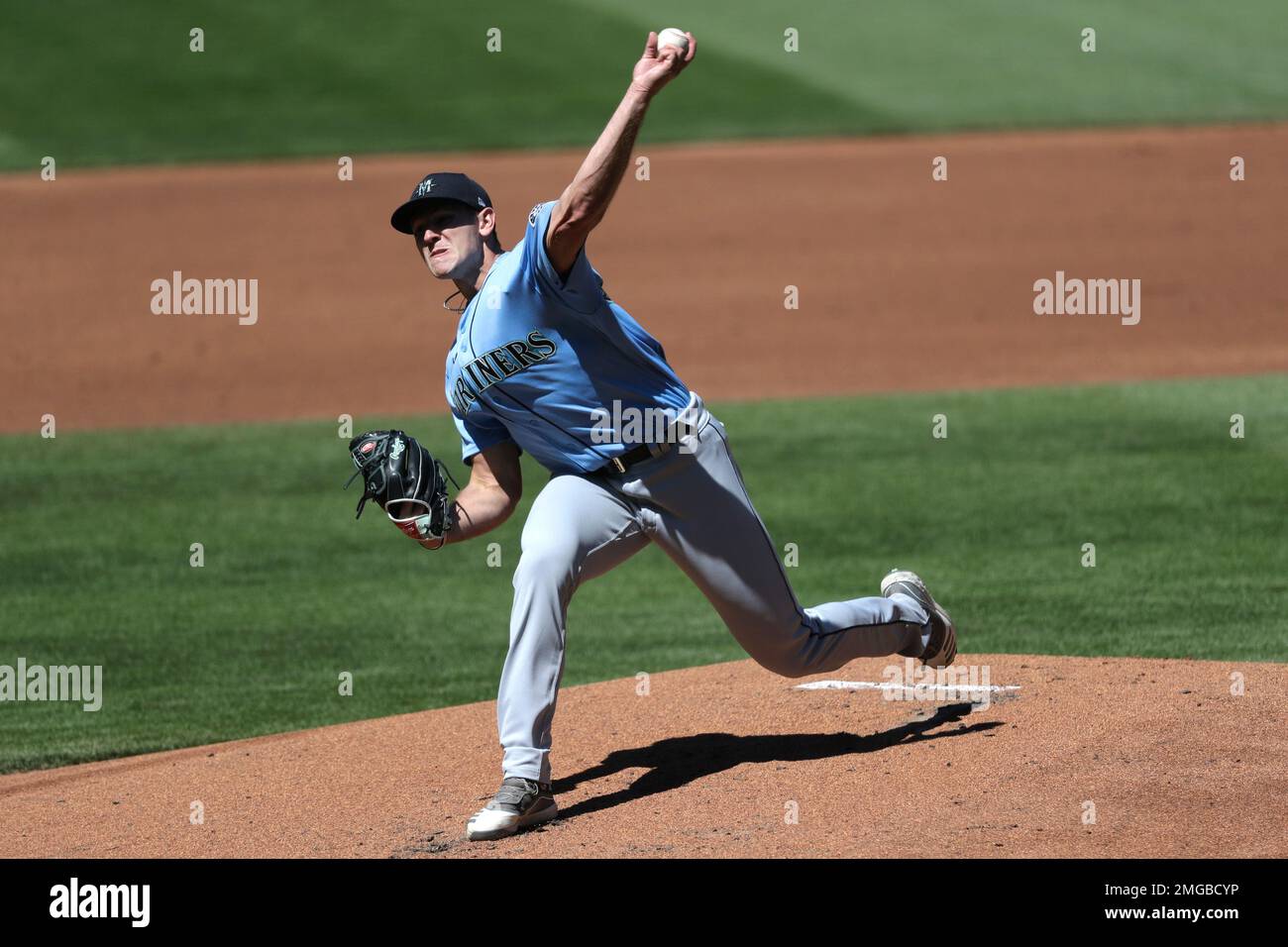 Seattle Mariners pitcher Nick Margevicius throws during an intrasquad ...