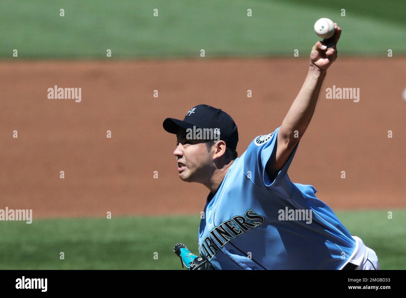 Seattle Mariners pitcher Yusei Kikuchi throws during an intrasquad ...