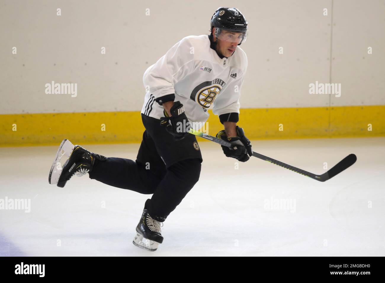 Boston Bruins left wing Brad Marchand skates at the NHL hockey team's ...