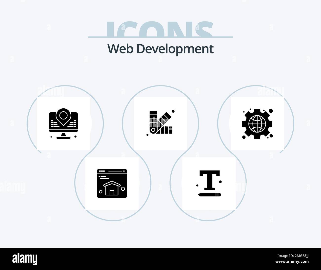 Web Development Glyph Icon Pack 5 Icon Design Interface Chip Development Art Designing