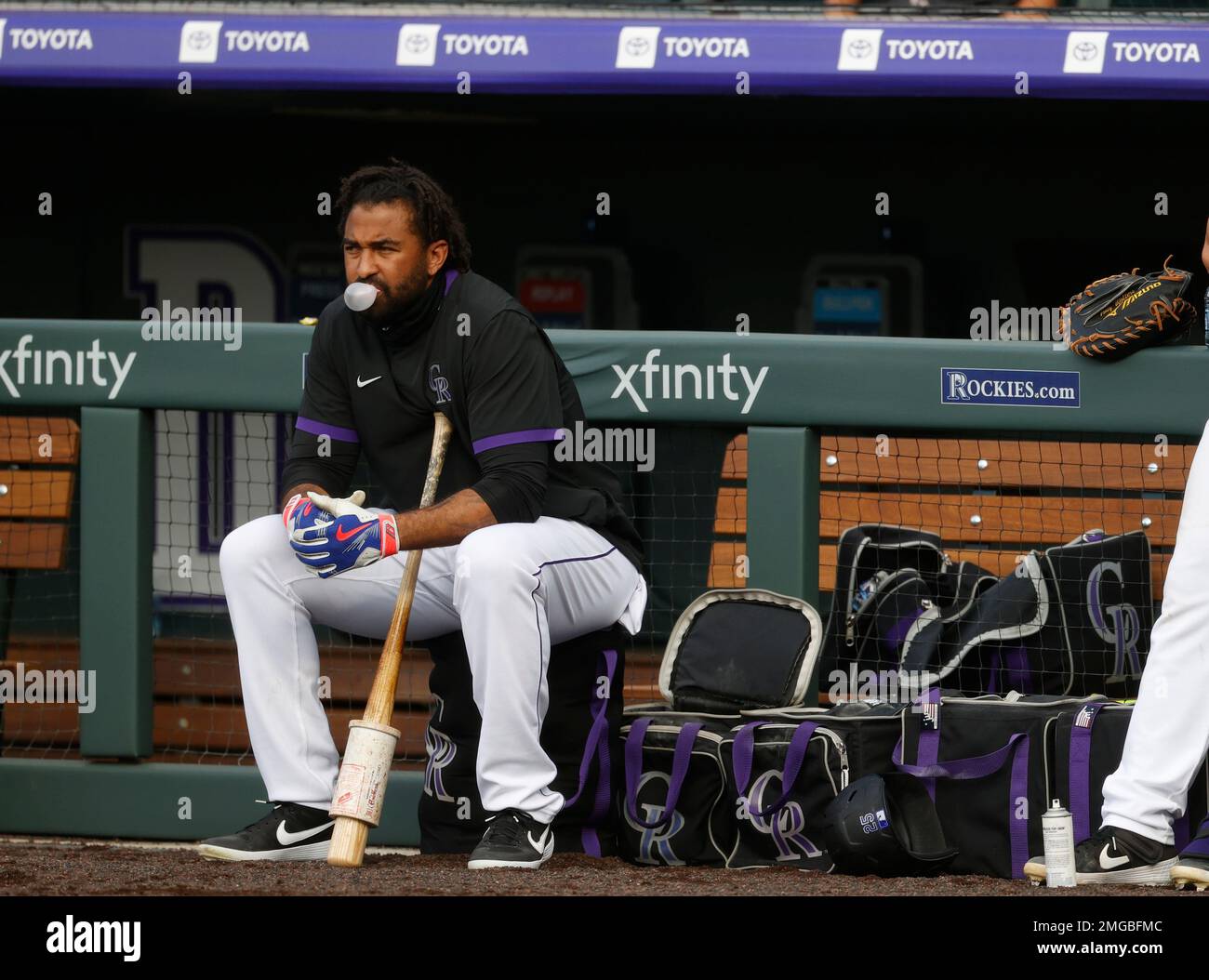 Colorado Rockies outfielder Matt Kemp (25) takes part in drills during ...