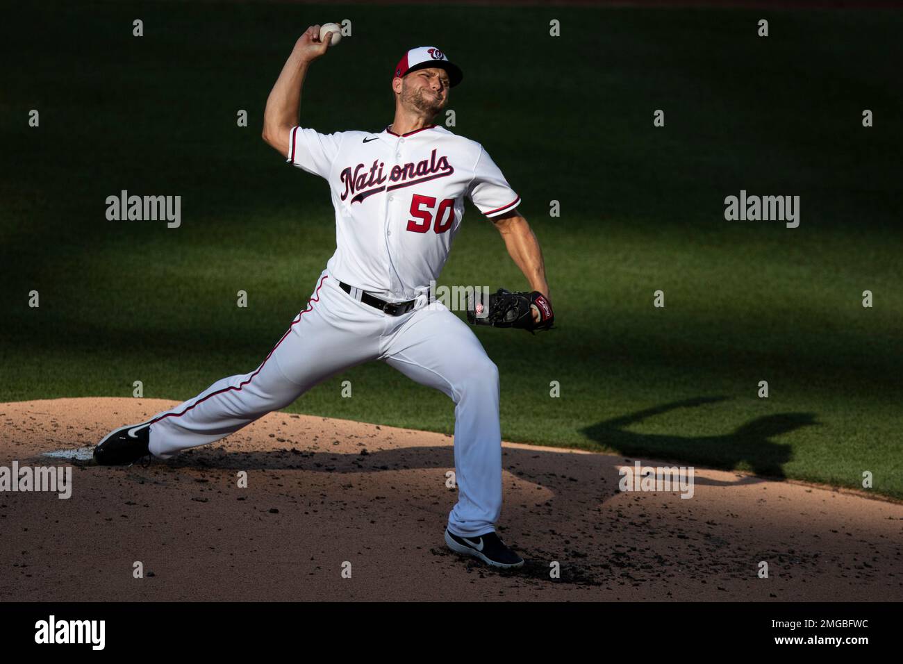 Washington Nationals pitcher Austin Voth throws during a baseball ...