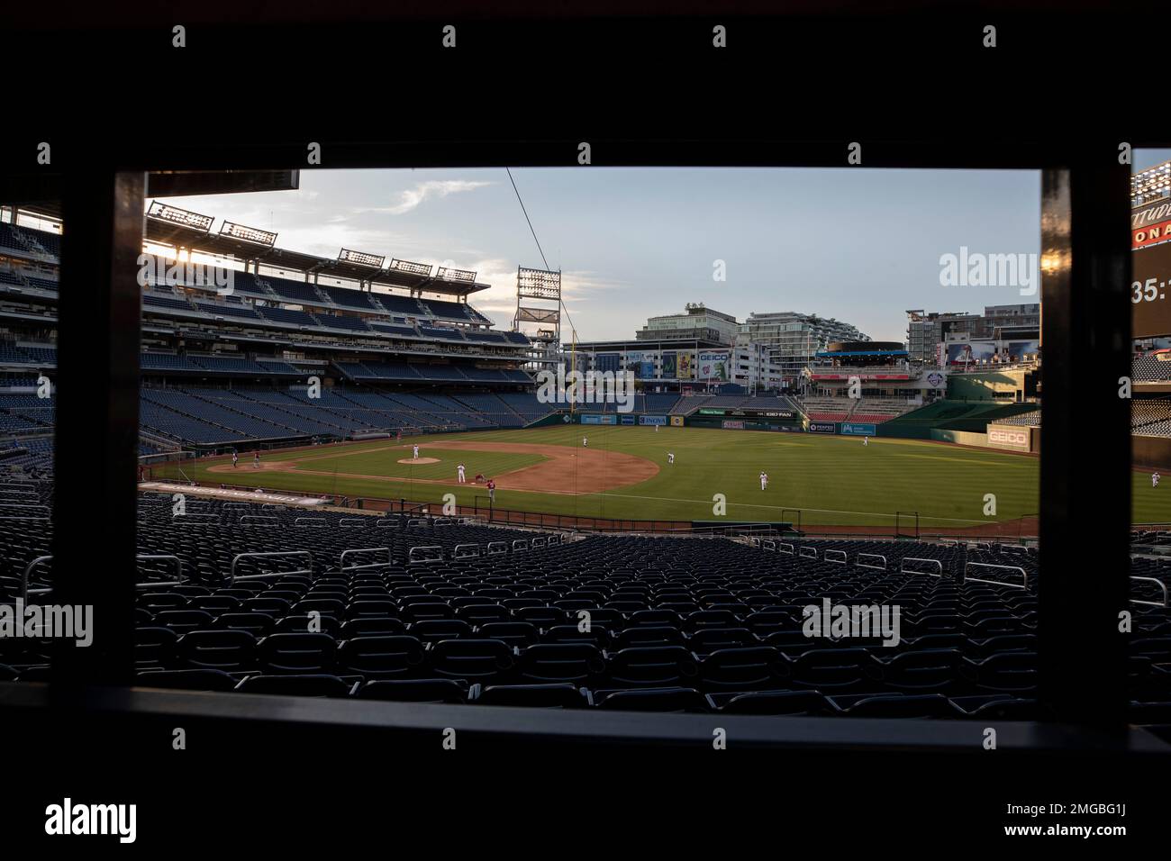 The Washington Nationals play a simulated game during a baseball ...