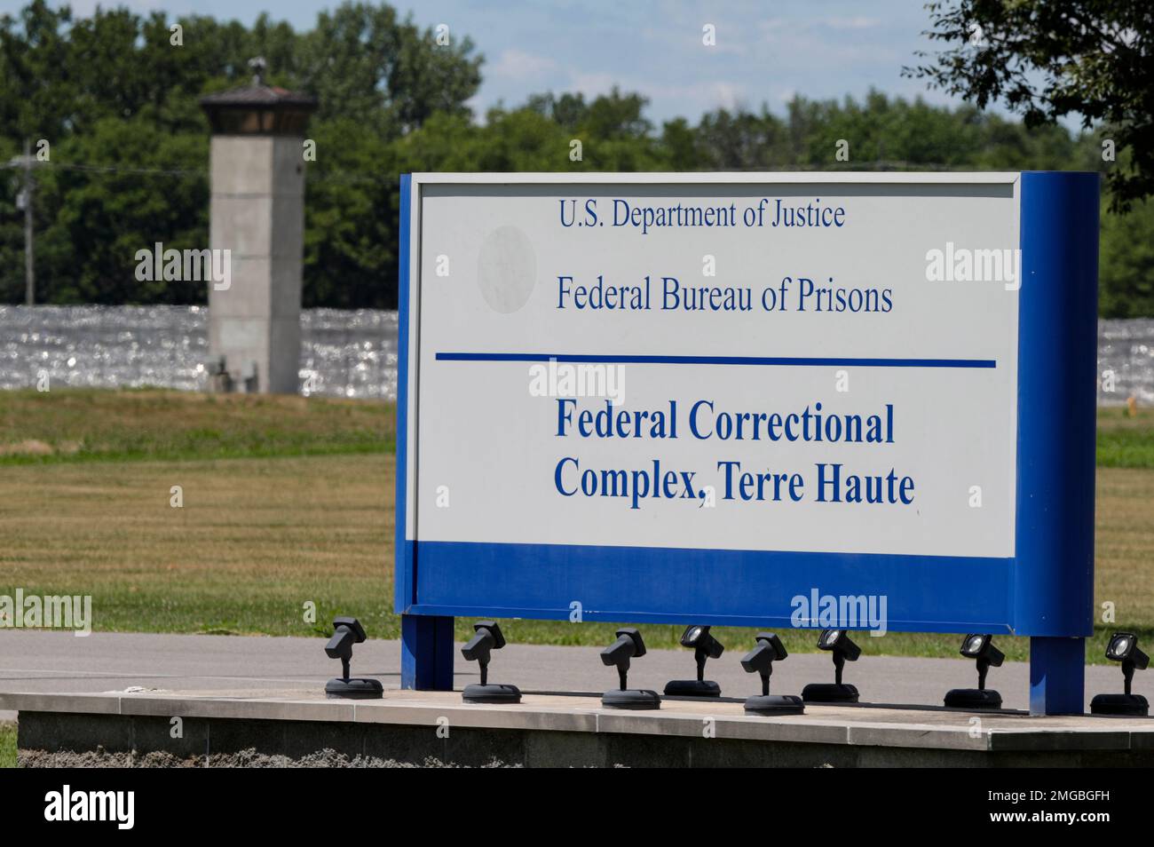 The entrance to the federal prison in Terre Haute, Ind., is shown ...