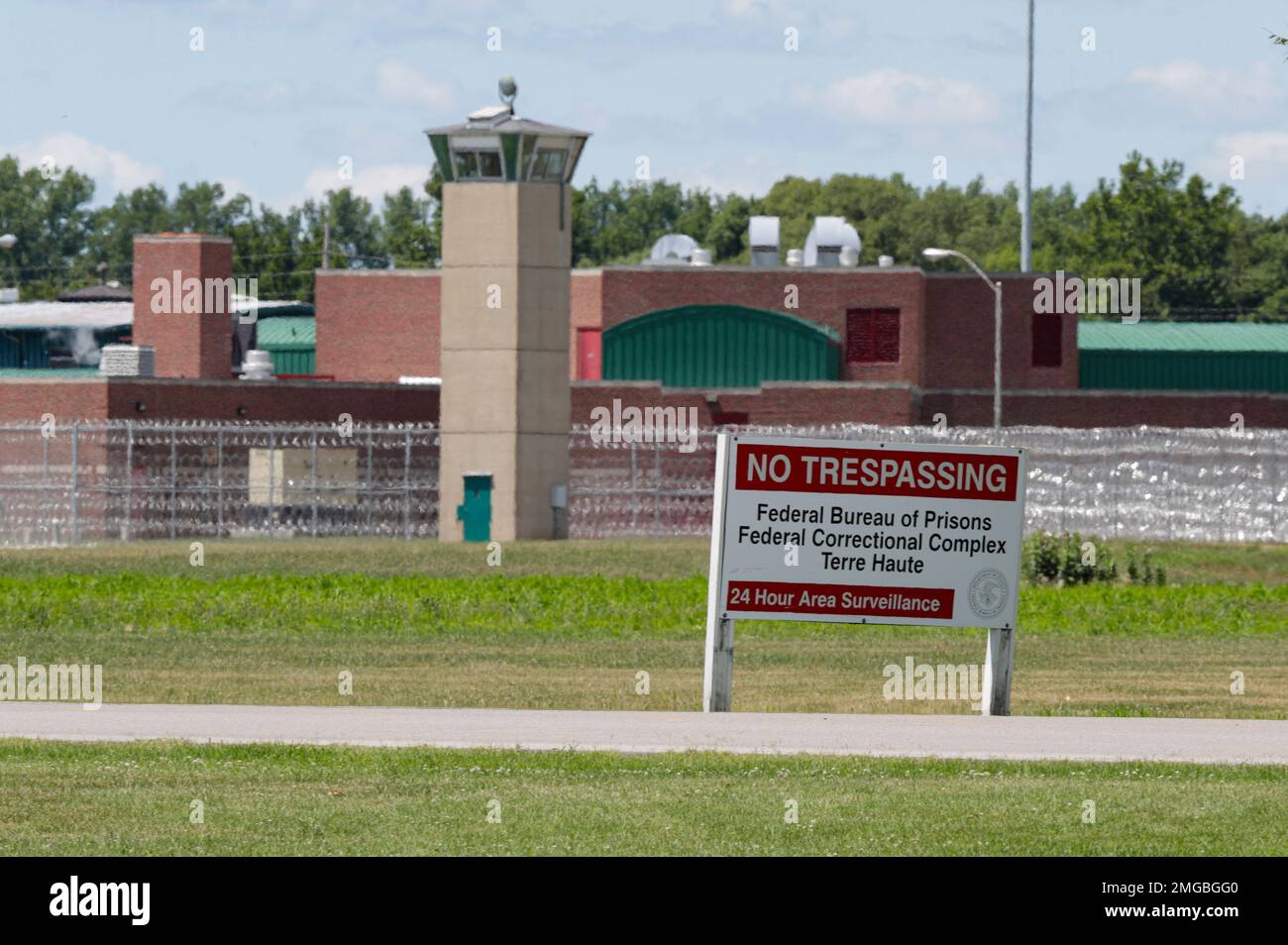 The entrance to the federal prison in Terre Haute, Ind., is shown ...