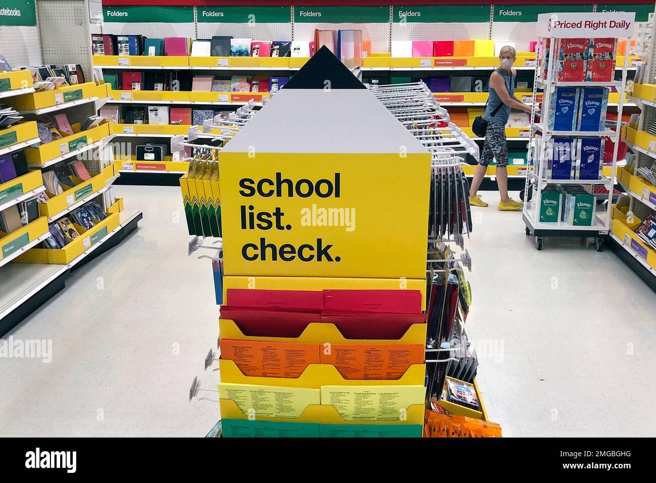 Back-to-school supplies await shoppers at a store on Saturday, July 11 ...