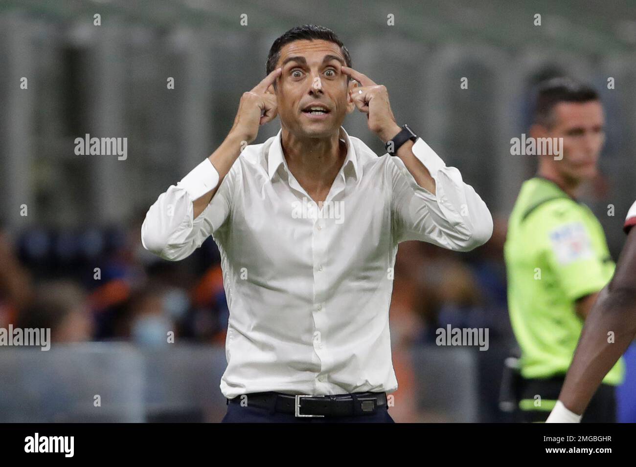 Torino's head coach Moreno Longo reacts during a Serie A soccer match ...