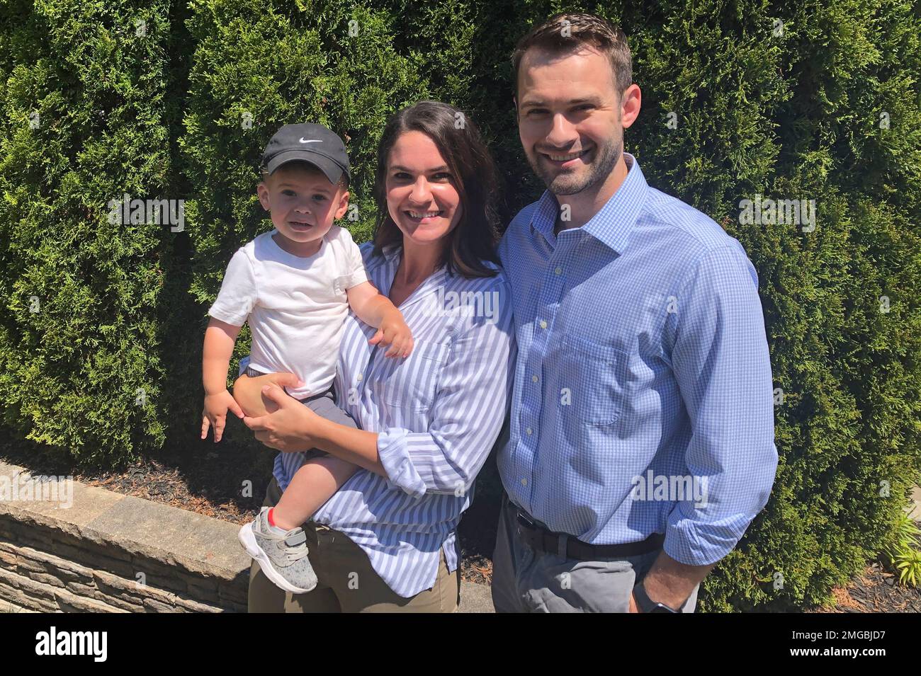 This photo from June 16, 2020 shows Maddy, center, and Brian Bascom, right, both members of the ...