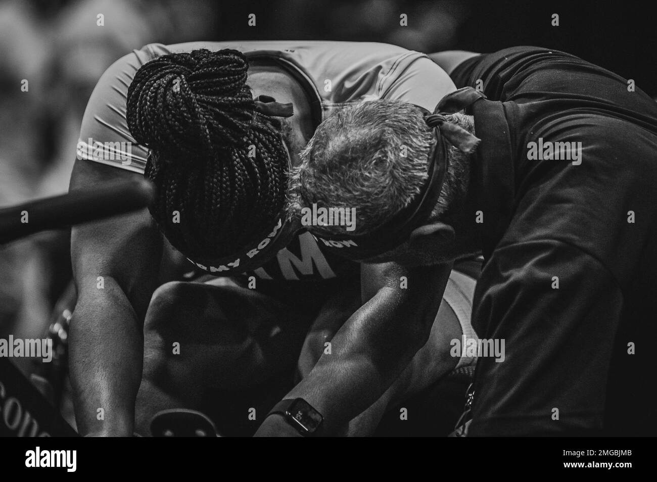 U.S. Army Pfc. Corine Hamilton, left, catches her breath with Team Army ...