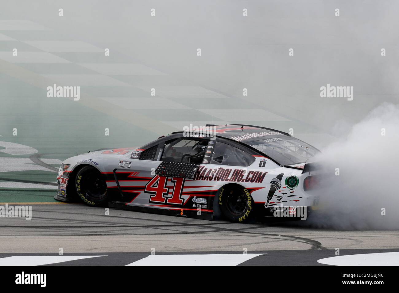 Cole Custer (41) celebrates after winning a NASCAR Cup Series auto race ...