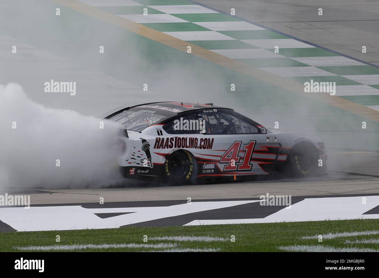 Cole Custer (41) celebrates after winning a NASCAR Cup Series auto race ...