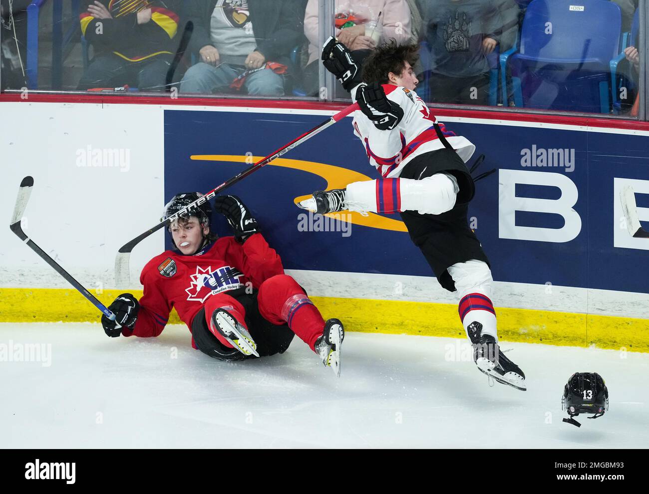 January 25, 2023, LANGLEY, BC, CANADA: Team Red's Zach Benson, left ...